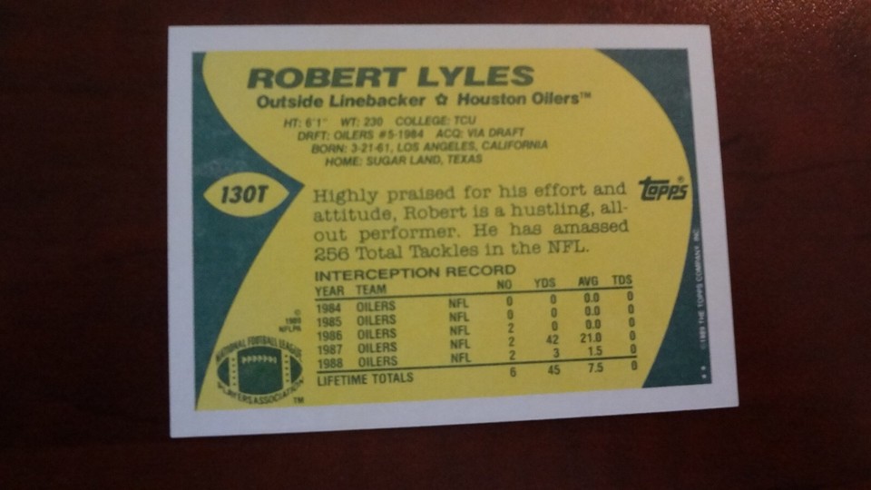 1989 TOPPS TRADED # 130T ROBERT LYLES FOOTBALL CARD | eBay