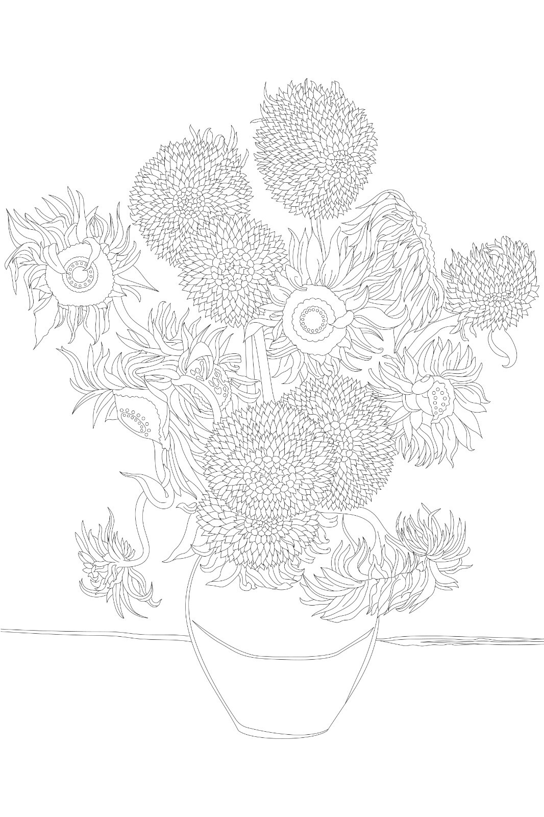 Van Gogh Coloring Pages Sunflowers