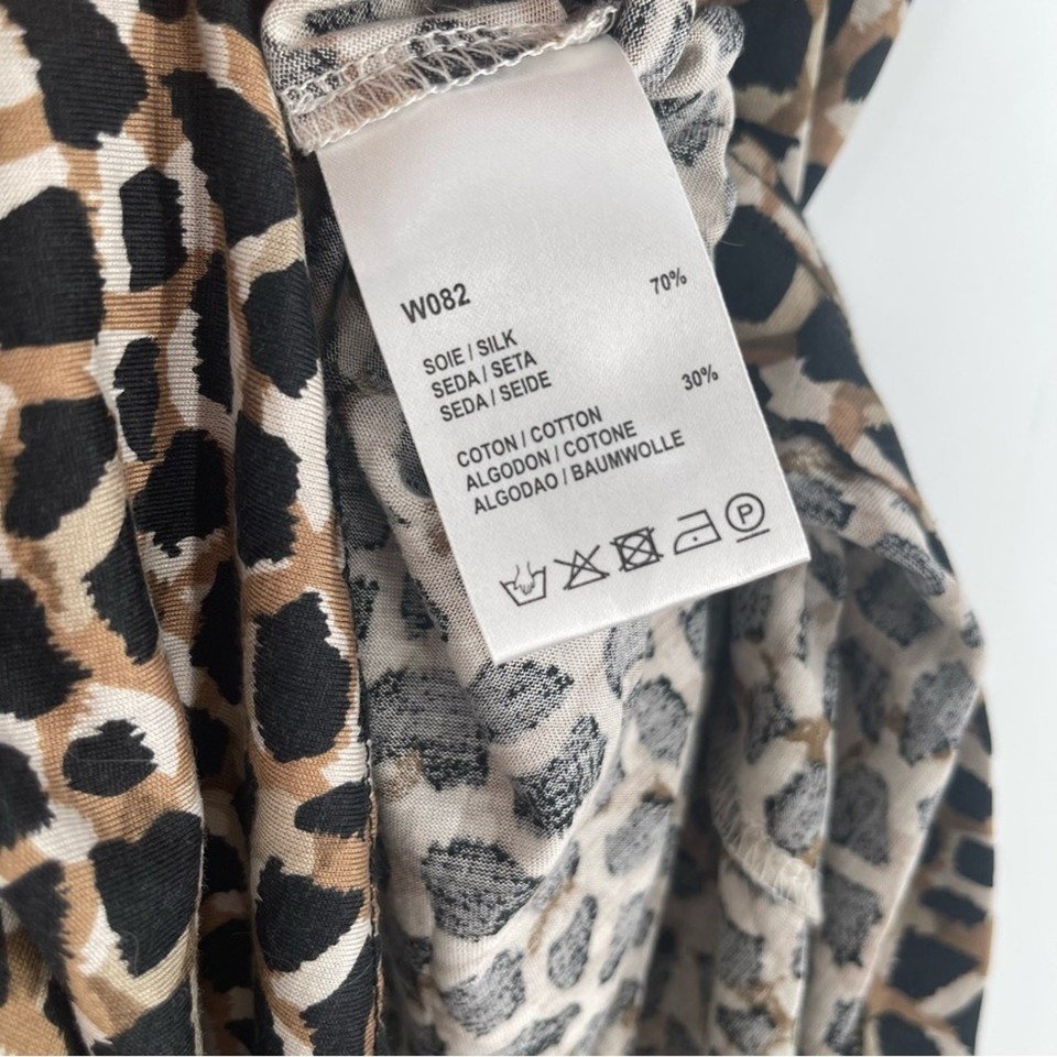 GERARD DAREL Dress Size 42 Silk Blend Faux Wrap Abstract Animal Print ...