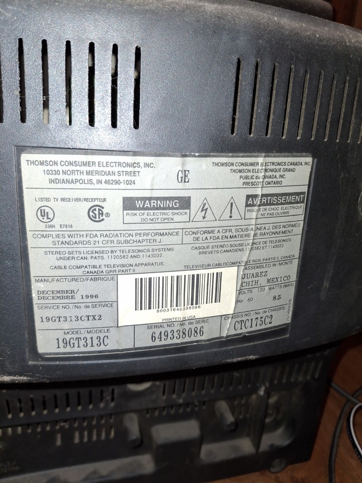 1996 GE 19" CRT TV, model GE 19gt313c Tested, Working Retro Gaming ...