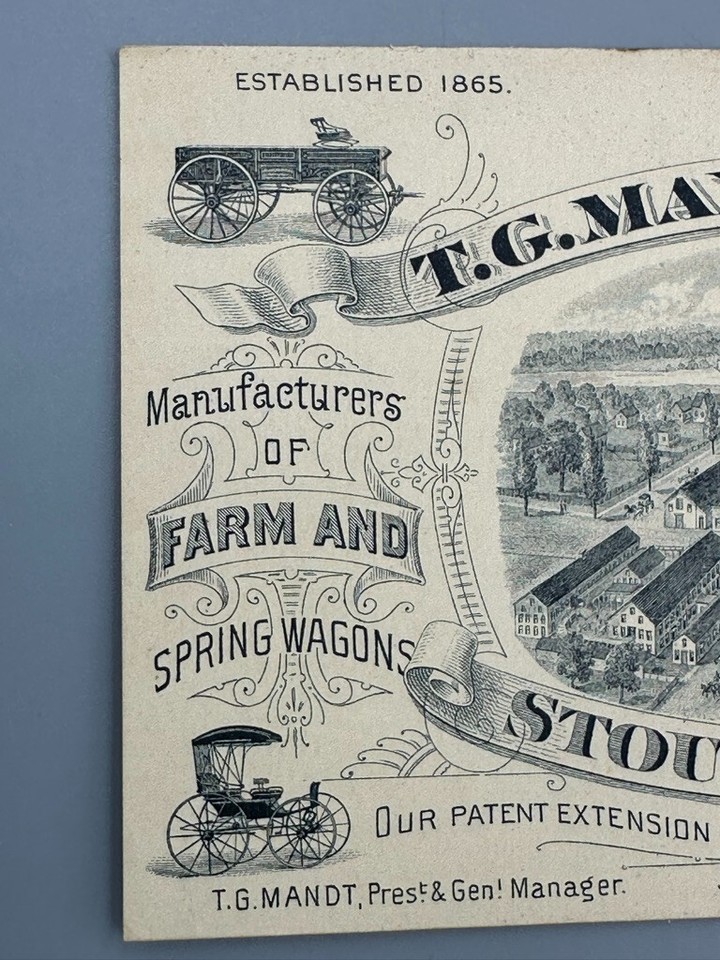 1880s T G Mandt FARM WAGON Carriage BOB SLEIGH Advertise Trade Card ...