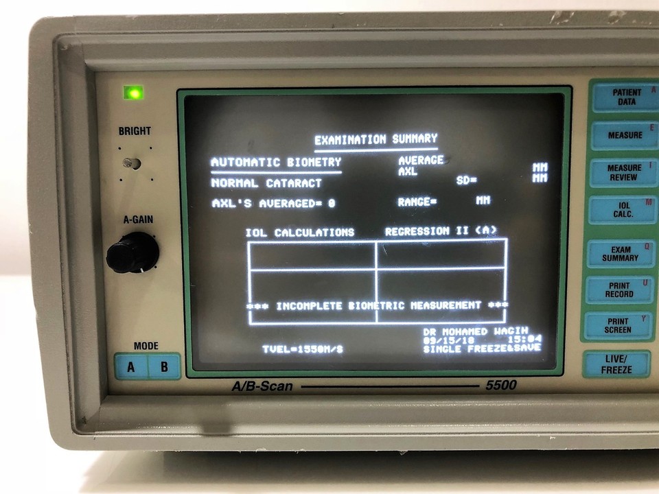 SONOMED A/B-Scan 5500 Ophthalmic Ultrasound Machine with Foot Pedal, w ...