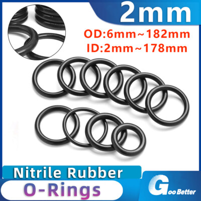 Metric Nitrile Rubber O-Rings Seals 2mm Cross Section 6-182mm OD O Ring ...