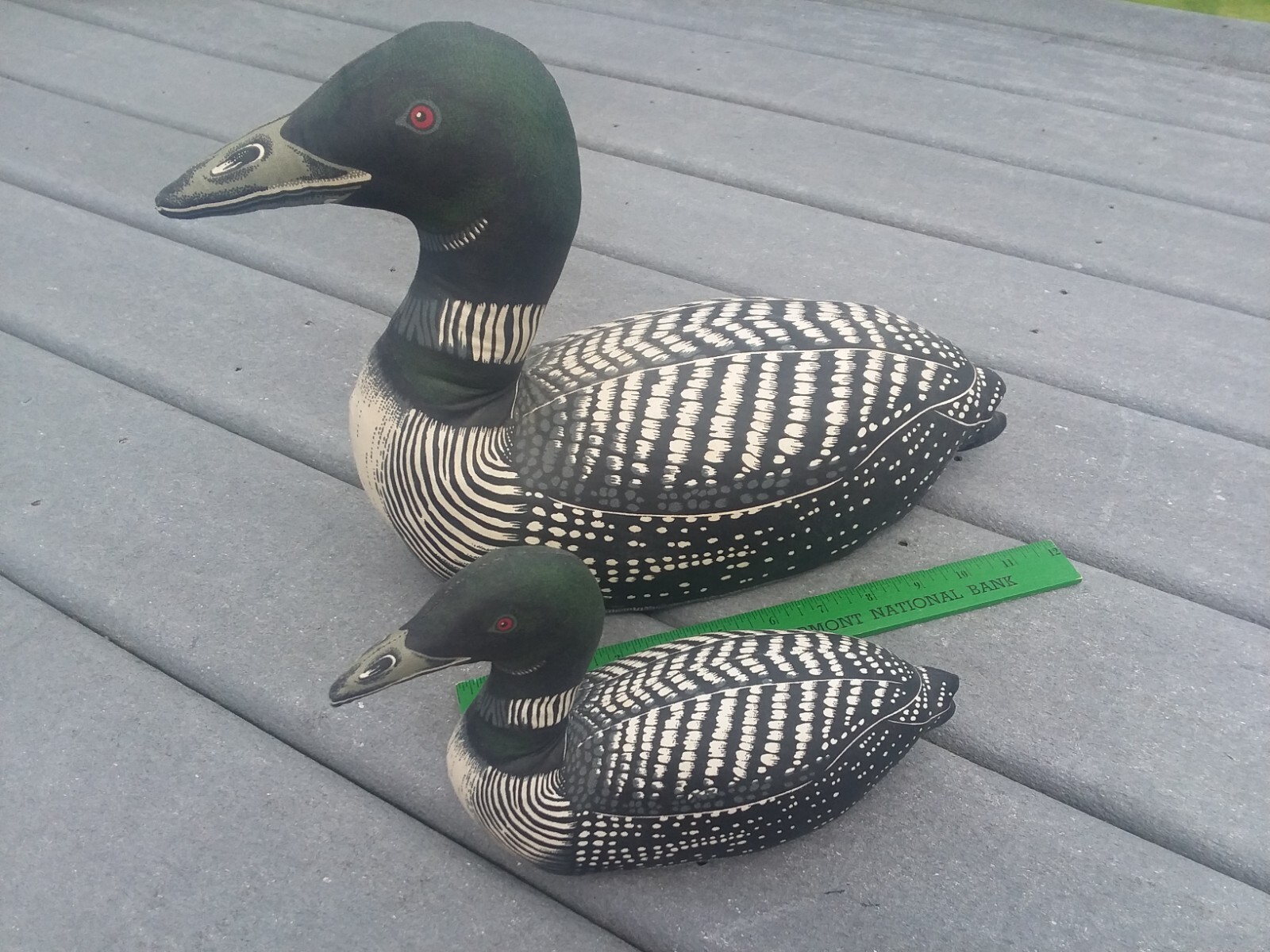 TWO FABRIC STUFFED DECOY "LOONS" PLUSH/STUFFED ANIMAL. LARGE and SMALL ...