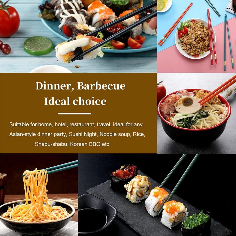 HuaLan - Set di bacchette riutilizzabili in fibra di vetro lavabili in ...