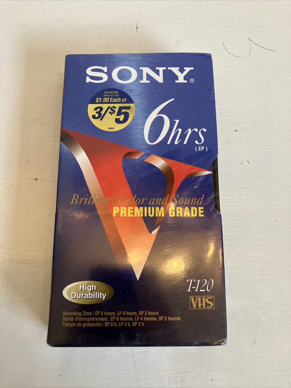 SONY T-120VL VHS 6HR Premium Grade Blank VHS Tape NEW & SEALED ...