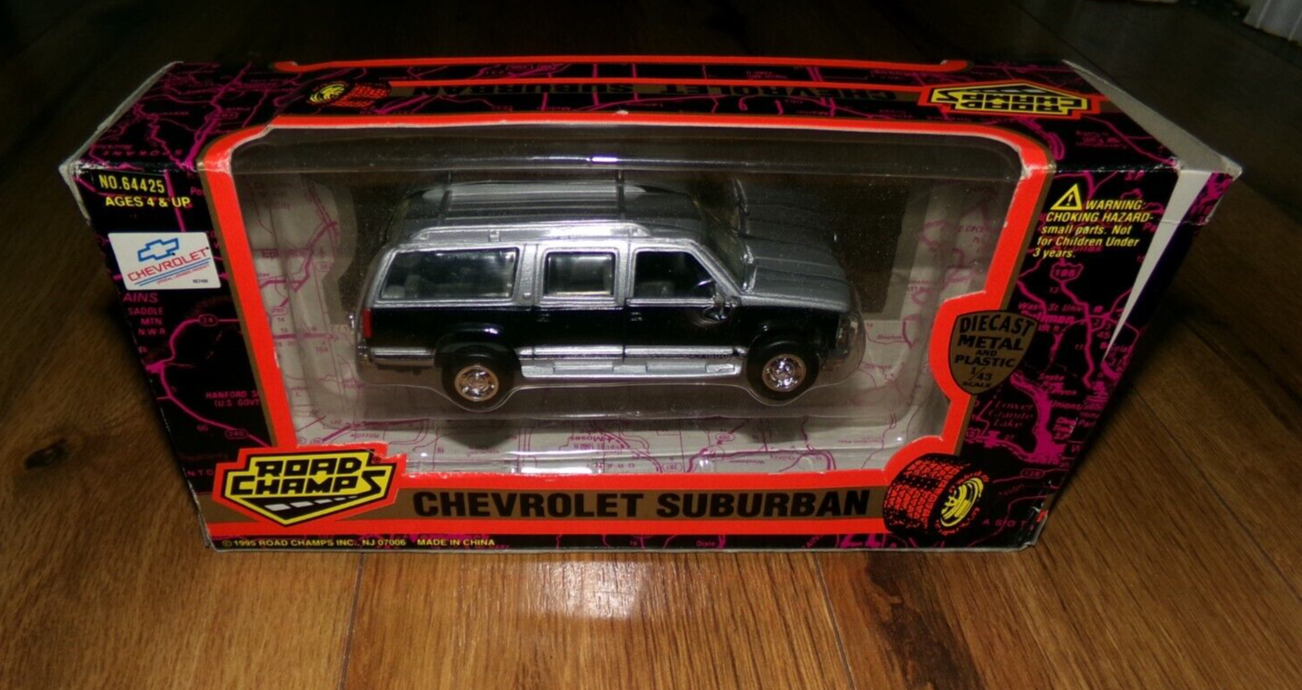 1995 Road Champs Chevrolet Suburban Silver + Black 1/43 Scale Diecast ...
