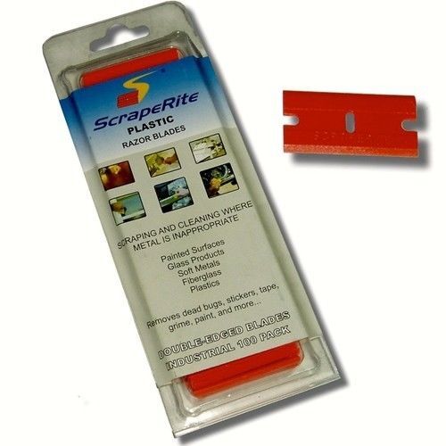 100 Pack Of Double Edge Orange ScrapeRite Plastic Razor Blades ** FAST ...