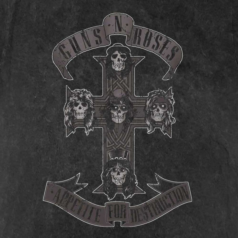 Guns N' Roses Kids T Shirt Monochrome Cross Band Logo Official Black ...