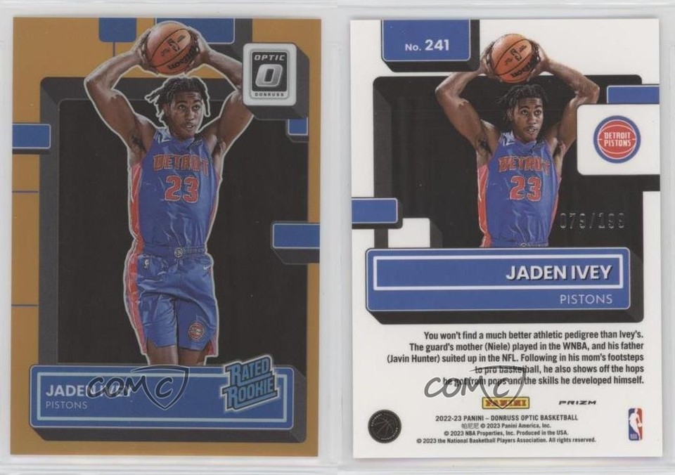 2022 Panini Donruss Optic Rated Orange Prizm /199 Jaden Ivey #241 ...