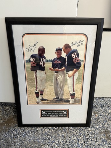 Gale Sayers + Dick Butkus SIGNED Autograph Picture FRAMED With George ...