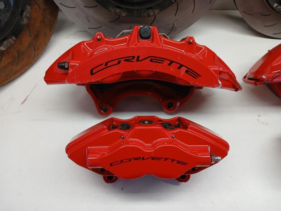14-19 CORVETTE C7 COMPLETE SET OF 4 HD CALIPERS J56 RED J6F AND ROTORS | eBay