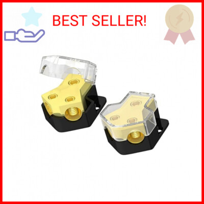 12V Power Distribution Block Car Audio Amp Splitter 2 Way 0/2/4 Gauge ...