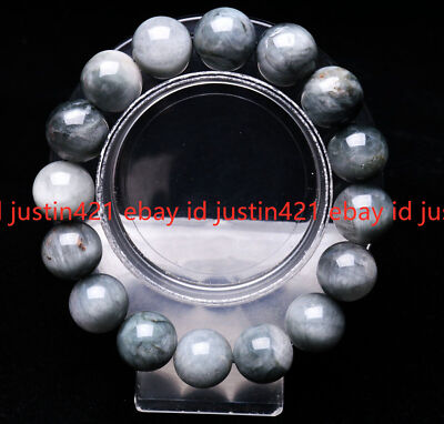 12mm Genuine Natural Eagle Eye Stone Gems Round Beads Bracelet 7.5 ...