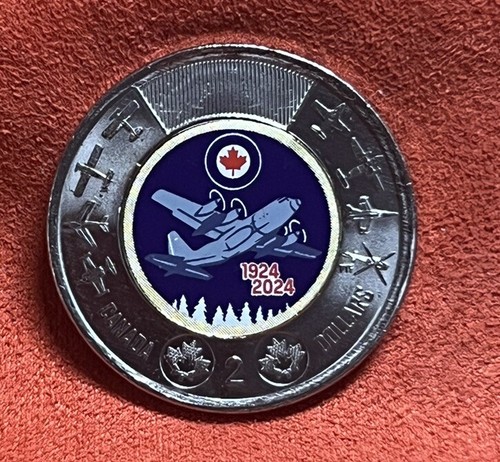 2024 Canada Toonie $2 RCAF 100th anniv Royal Cdn Air Force coloured ...