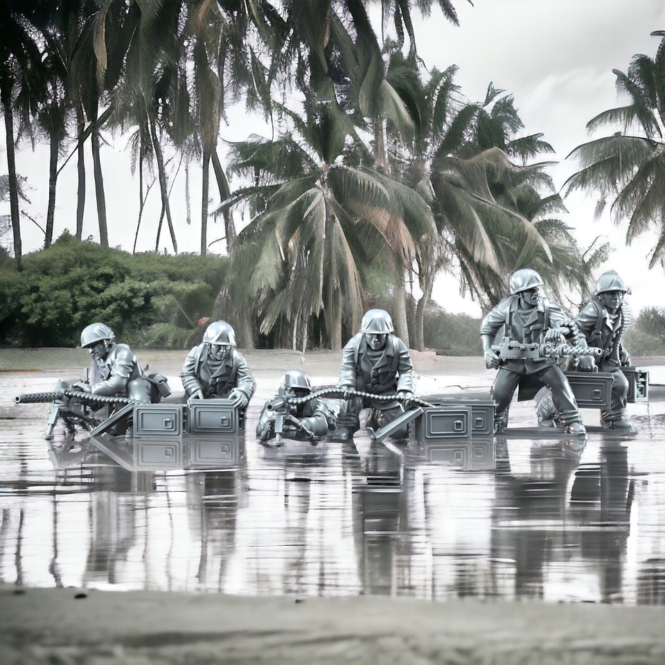 WW2 US Marines MMG Teams X3 1/56 (28mm) Wargames & Collectors | eBay