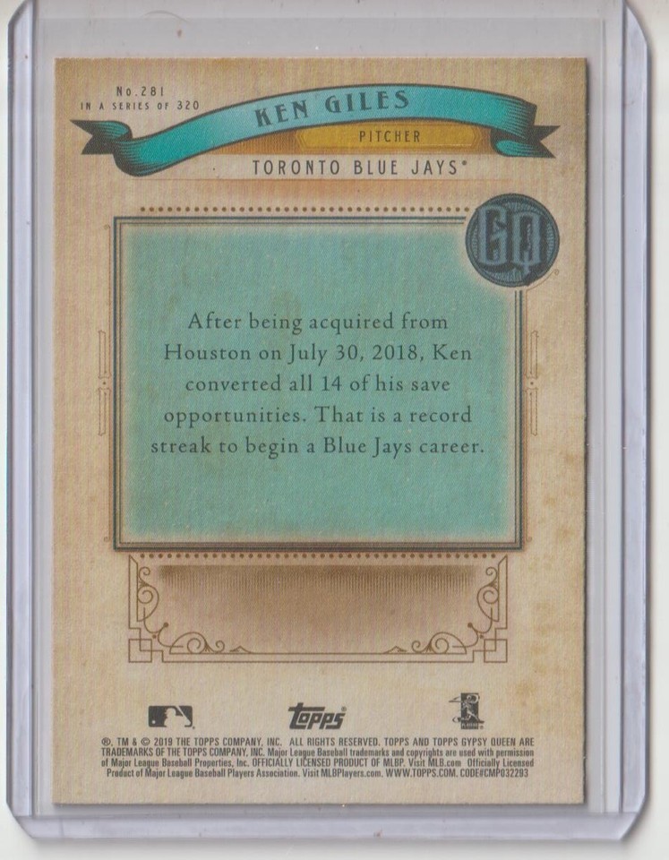 2019 Gypsy Queen Ken Giles #281 No Name | eBay