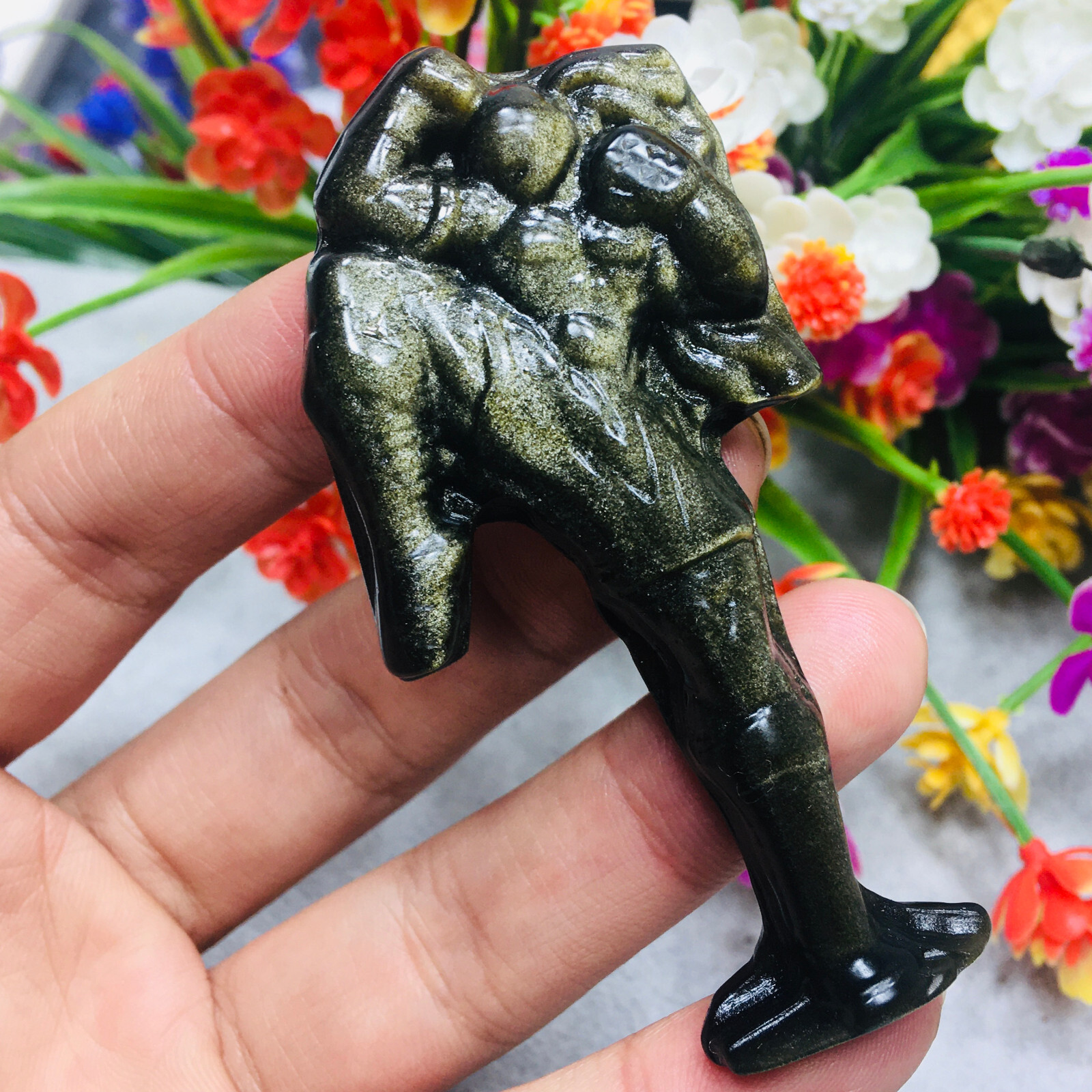 Natural Gold Obsidian Carved Quartz China Monk Crystal Skull Reiki ...