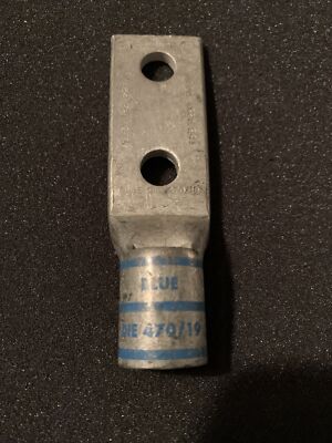 (NEW) BURNDY YA34L-2NTC-FX / YA34L2NTCFX2 - 2 Hole Lug Terminal-Blue ...