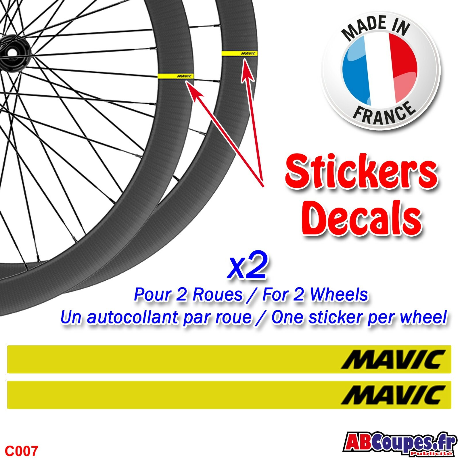2 Autocollants MAVIC - Stickers Weel decals Cosmic Rim set 2021 SL SLR ...