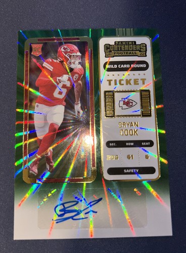 2022 Panini Contenders Football Bryan Cook Rookie Card Auto Green Foil ...