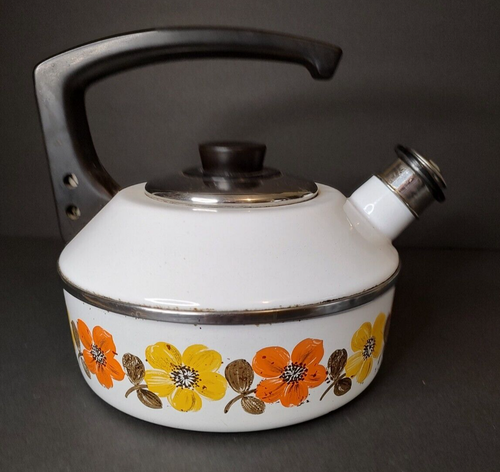 Austria Email Primavera Enamel Whistling Tea Kettle Retro Floral ...
