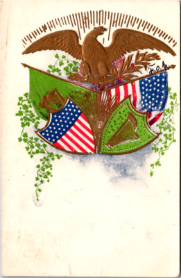 Postcard Patriotic Embossed 45 Star US American Flag 69th PVI Irish ...