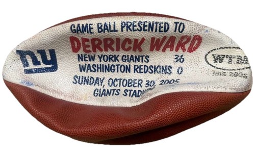 Derrick Ward Signed NFL Game Used Football Giants vs Redskins 10/30 ...