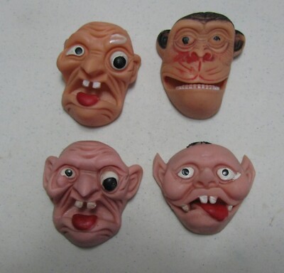 Vintage Four Jiggler Rubber Face Finger Puppets | eBay