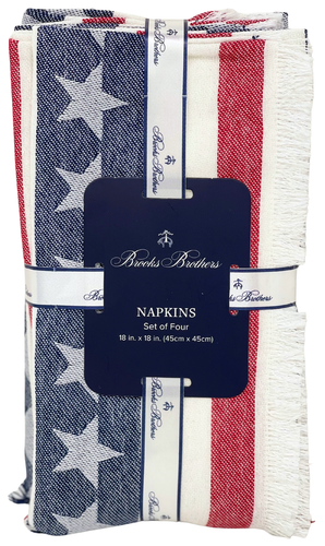 Brooks Brothers Set of FOUR Fringed Napkins Cotton Blend American Flag ...