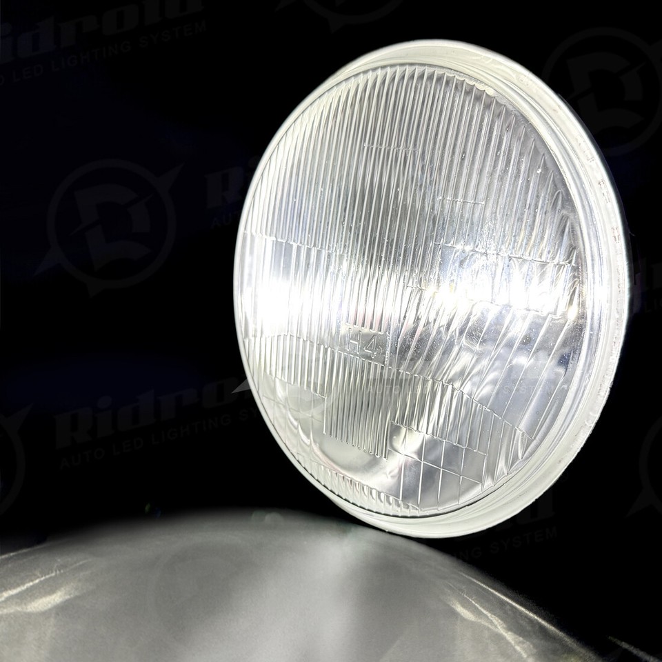 7 Inch LED Glass Round Headlights H4 | Pair | Black | Clear | Textured ...