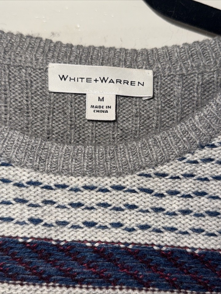 Anthro WHITE + WARREN Women's Cashmere Blend Knit Fair Isle Sweater ...