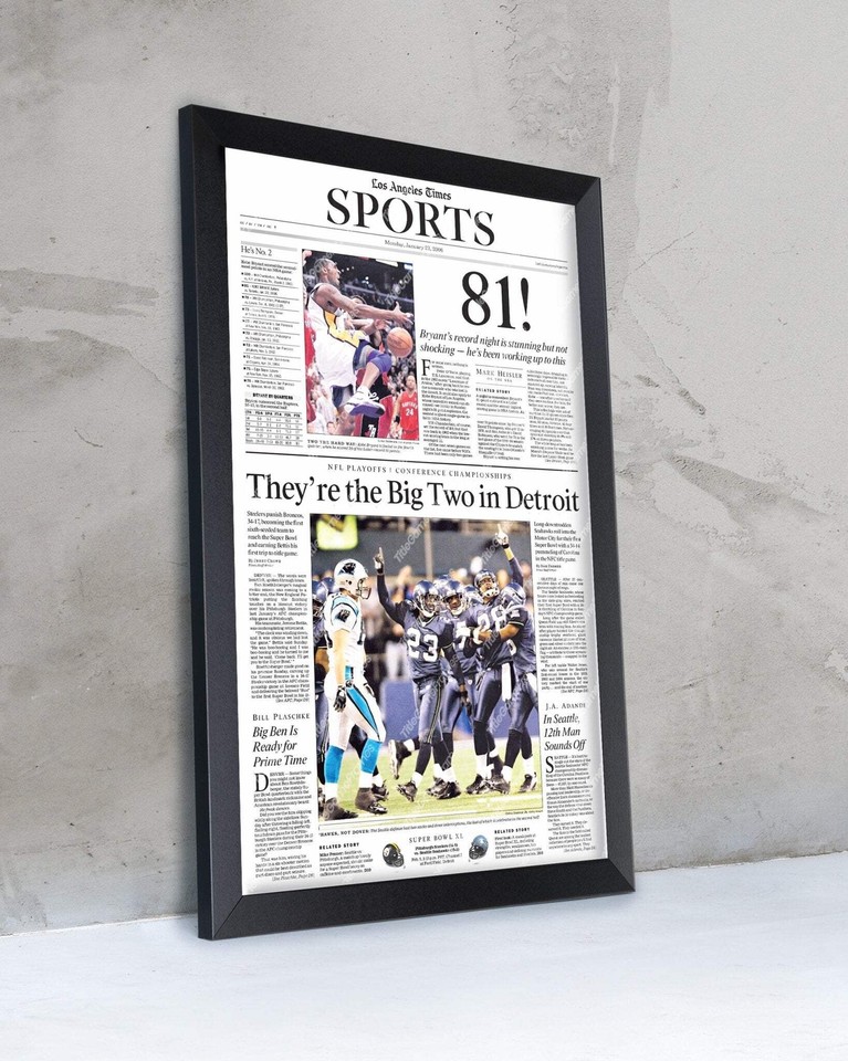 2006 Kobe Bryant 81 Point Game Framed Newspaper Front Page Print | eBay