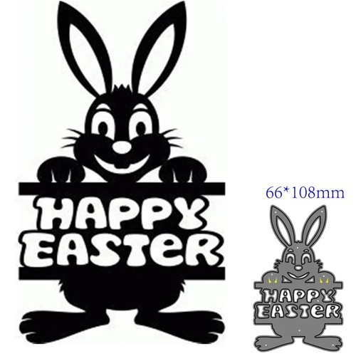 Smiling Easter Bunny Happy Easter Sign Metal Cutting Dies Scrapbook ...