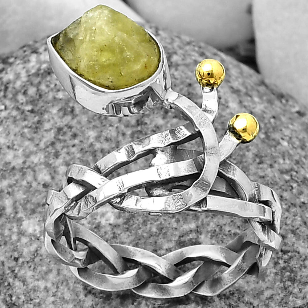 Natural Peridot Rough 925 Sterling Silver Ring s.8 Jewelry R-1442 | eBay
