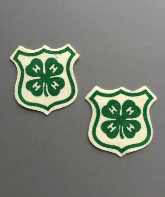 VTG 4-H Club Felt Patches - Green & White 4H Clover - Head Heart Hands ...