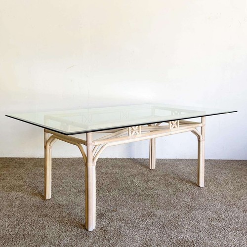 Boho Chic Bamboo Rattan Rectangular Dining Table, BASE ONLY | eBay