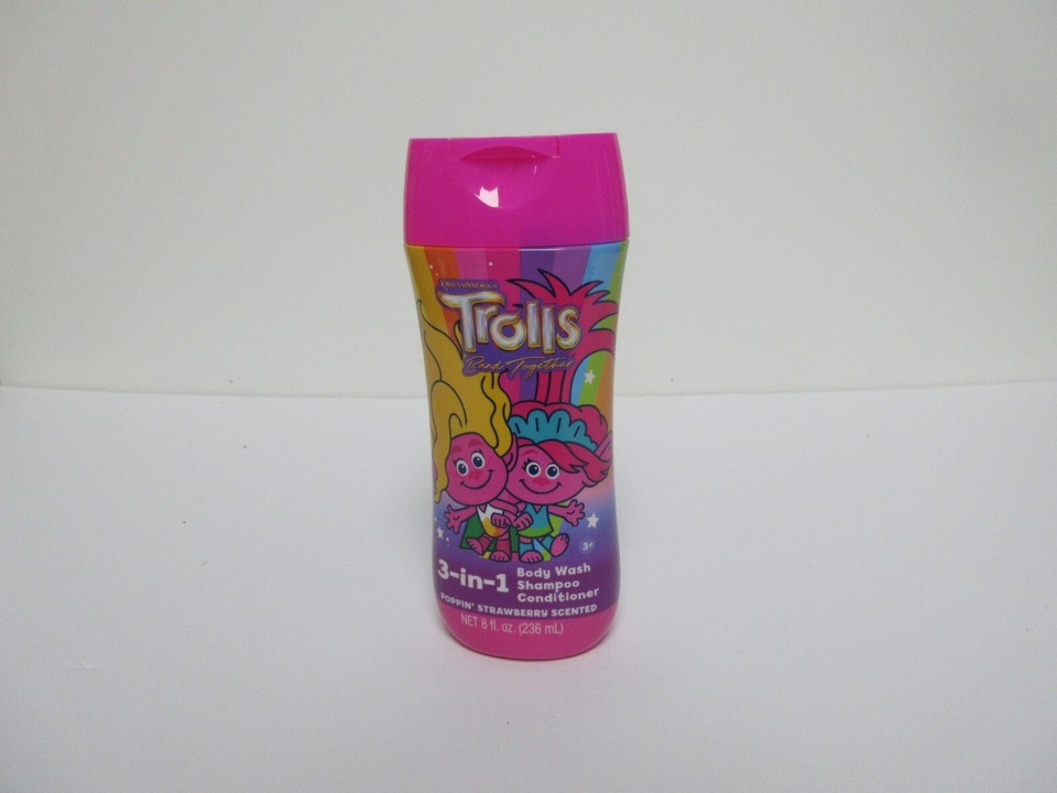 Dream Works Trolls 3-1 Body Wash Shampoo Conditioner Poppin Strawberry ...