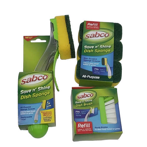 Sabco Save N Shine Dish Sponge With Squeeze Trigger Sponge & Brush ...