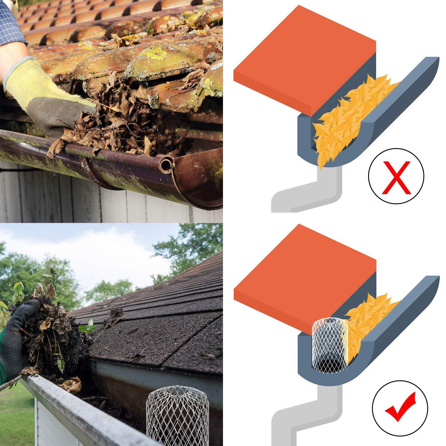 3 Pcs Gutter Guard 3 Inch Flexible Aluminum Filter Strainer Rain ...