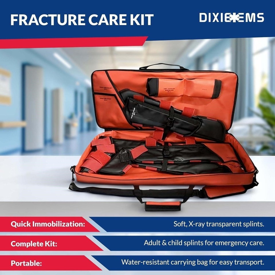 Dixie EMS Fracture Splint Kit Emergency Immobilization Set with Carry ...