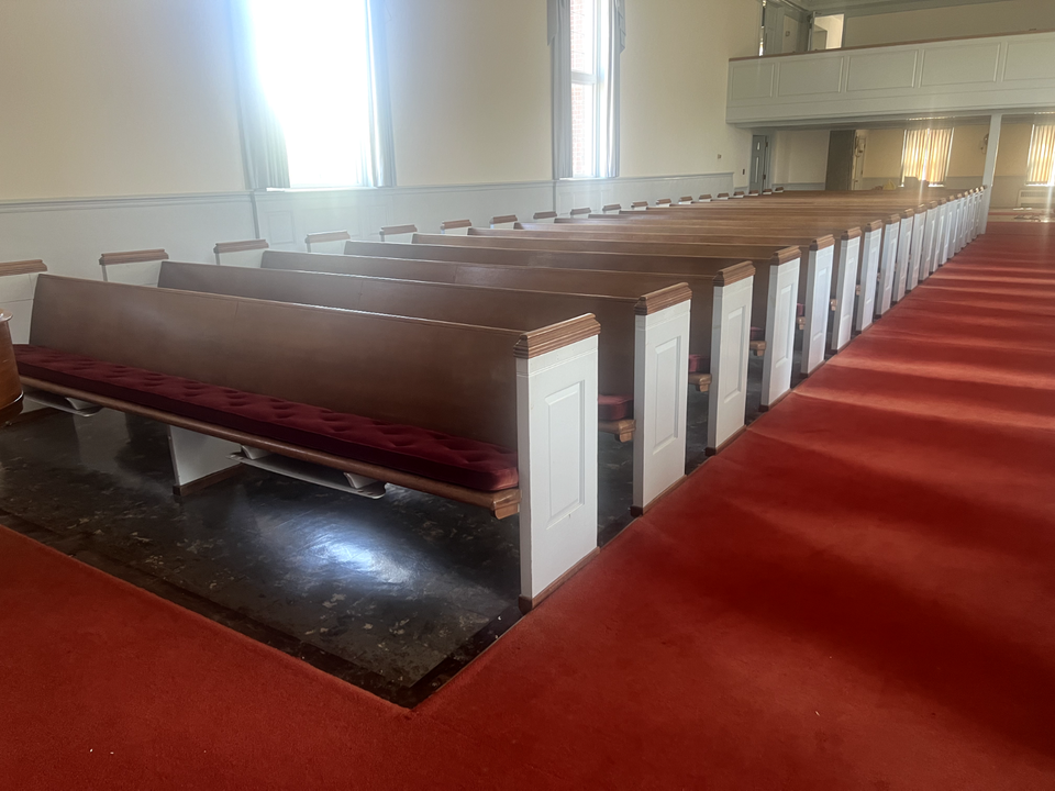 Walnut Church Pews with Red Cushions 9 ft. | eBay