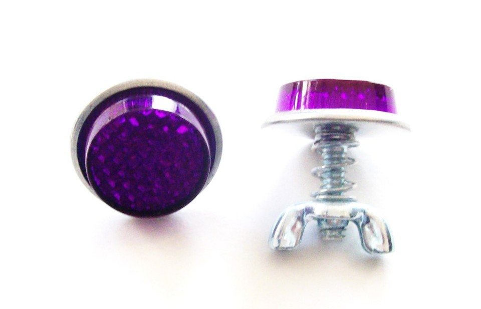50 PURPLE MINI REFLECTORS LICENSE PLATE MOTORCYCLE BIKE TRUCK TRAILER ...