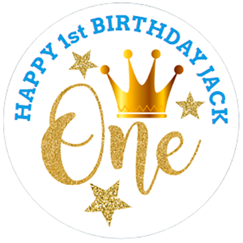 48 Personalised Party Bag Stickers 1st Birthday 40mm Sweet cone Labels ...