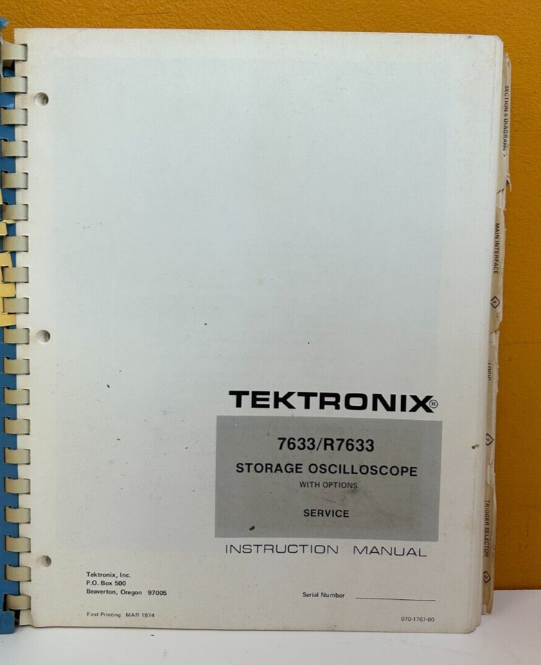 Tektronix 070-1767-00 1974 7633/R7633 Storage Oscilloscope Instruction ...