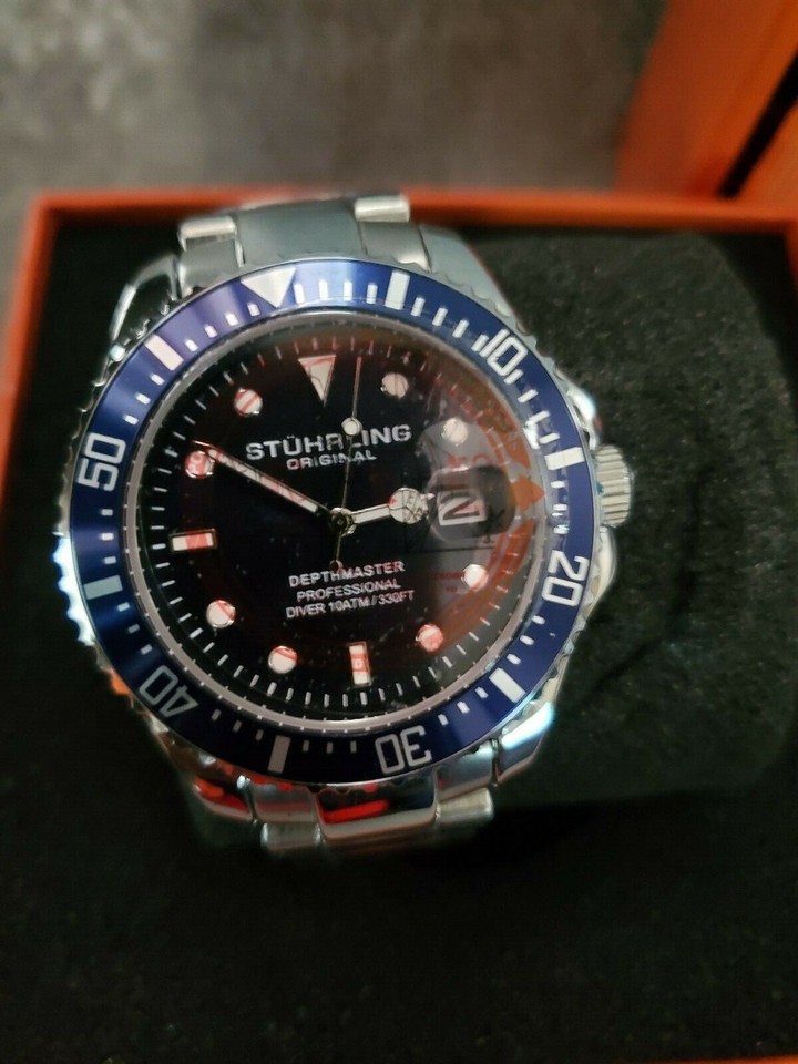 Stuhrling Depthmaster original Professional Diver 10atm/330ft (Blue) | eBay