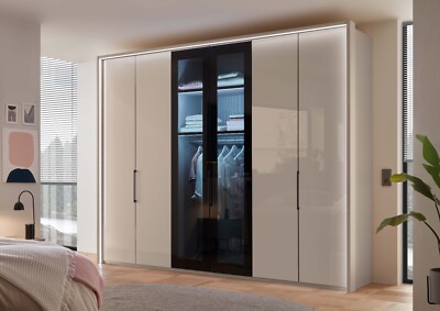 LUXURY WARDROBE DESIGNER GERMAN BEDROOM FURNITURE GREY OAK FITTED FREE ...