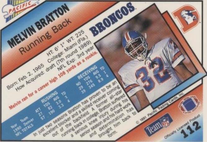 1991 Pacific Mel Bratton #112 for sale | eBay