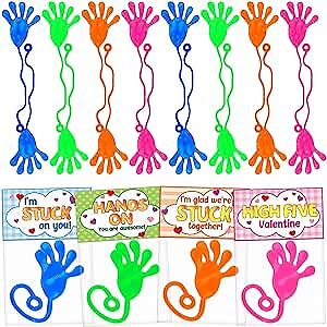 56 pack Valentine's Day Gifts Cards with Stretchy Sticky Hands Toys for ...