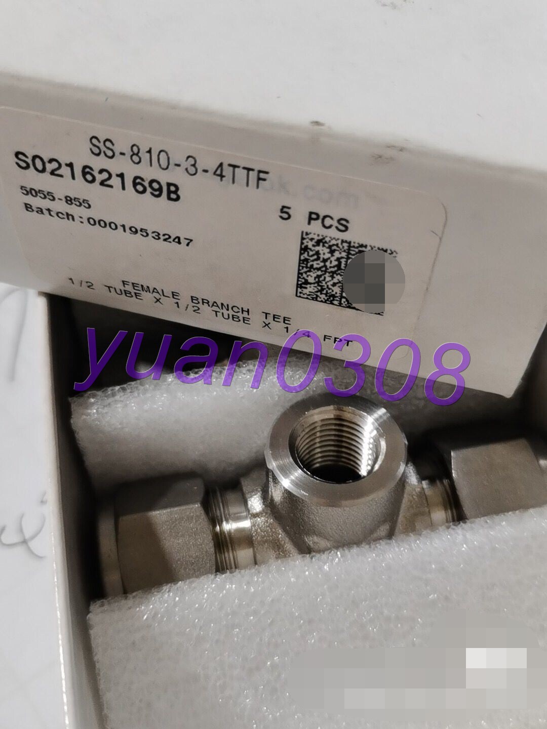 Swagelok #SS-810-3-4TTF Stainless Tee (1/2"od /2"od /4"fnpt) for sale ...